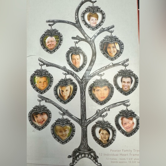 Other | Pewter Family Tree With 12 Individual Heart Frames 1 34 Inches ...